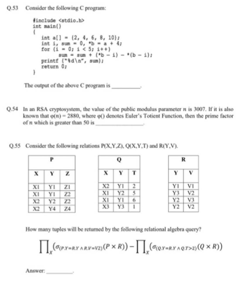 GATE 2020 computer science sample papers | Education Gallery News, The ...