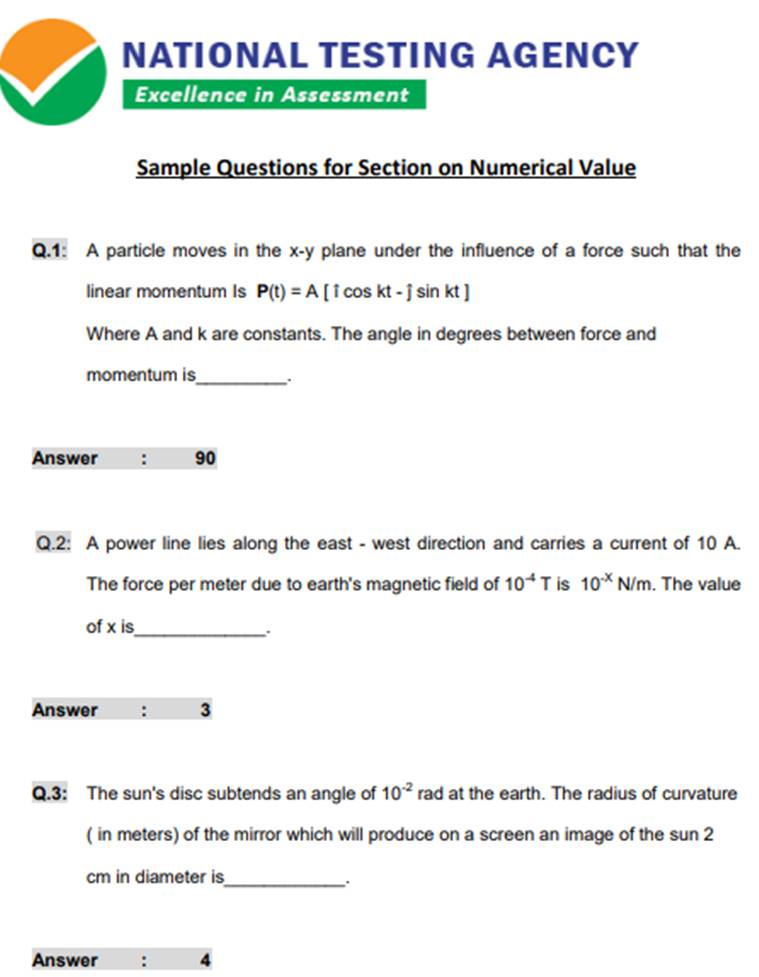 NTA JEE Main 2020 Mock/Practice Test Sample Question Paper for ...