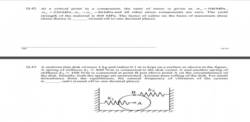 GATE 2020 Mechanical Engineering sample paper | Education Gallery News ...