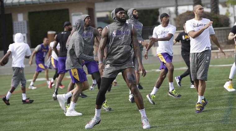LA Lakers’ players play outside to lighten spirits before first game ...
