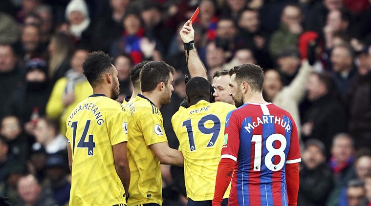 Arsenal held by Crystal Palace as Pierre-Emerick Aubameyang gets sent ...