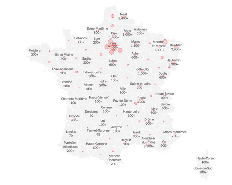 France Coronavirus (Covid-19) Tracker: Region-wise Cases and Deaths
