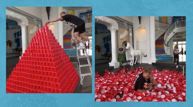 ‘Epic fail’: Man’s cup pyramid comes crashing down, netizens have a ...