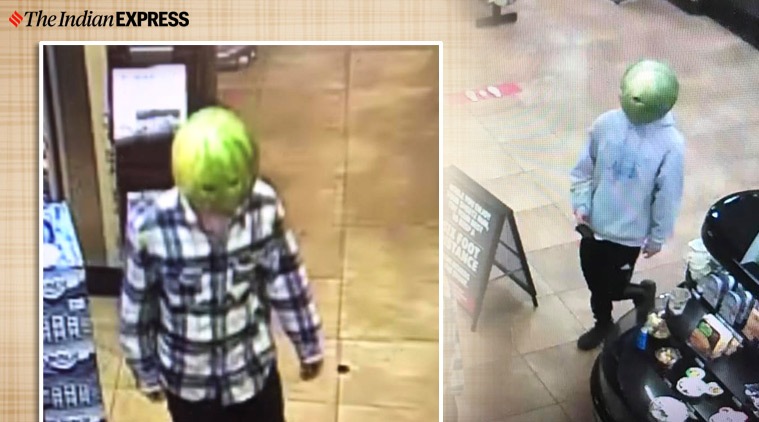 Shoplifters wearing watermelon masks pose for pictures before robbery ...