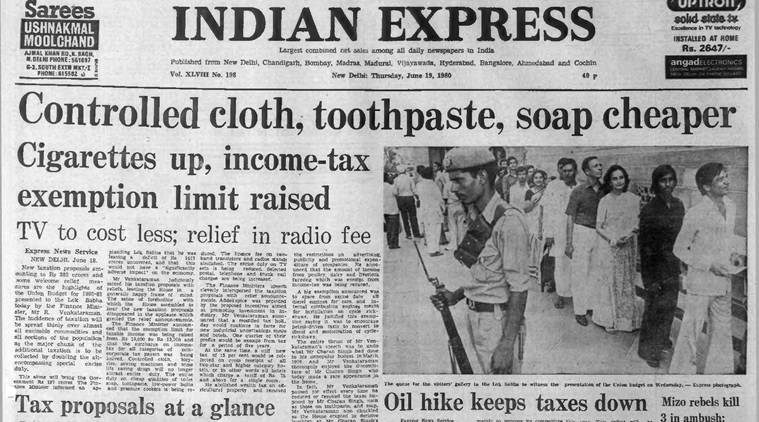 June 19, 1980, Forty Years Ago: Budget 1980-81 | The Indian Express
