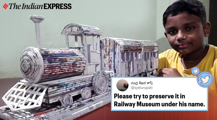 Kerala boy’s train replica made with newspaper gets praise from Railway ...
