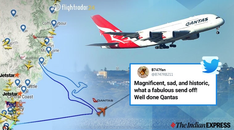 Qantas’s last Boeing 747 draws airline’s iconic logo in the sky during ...
