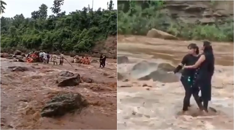 Watch: Two women, trapped in Pench river while taking selfie, rescued ...