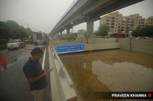 Road caves-in, flooded streets: How Gurgaon looked after a day of heavy ...