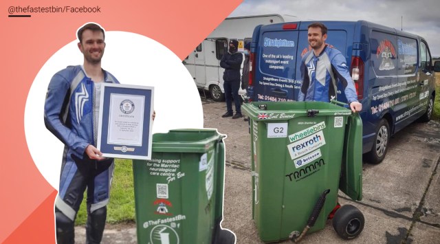UK man sets Guinness World Record for riding fastest motorised garbage ...