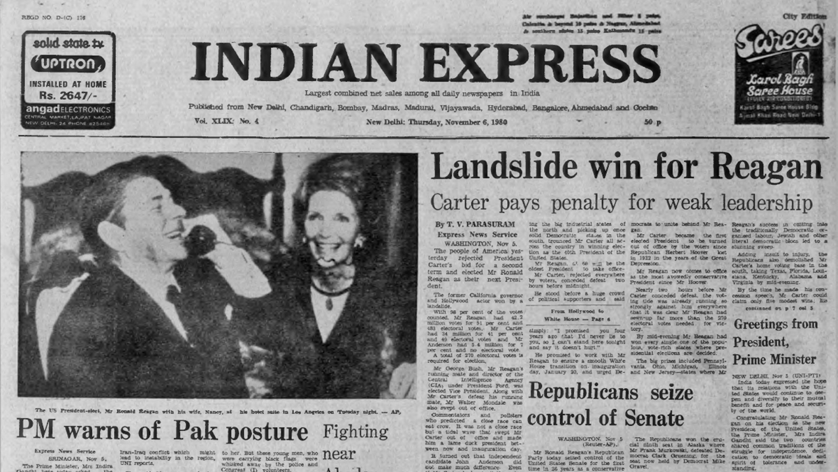 Forty Years Ago, November 6, 1980: Reagan Wins | The Indian Express