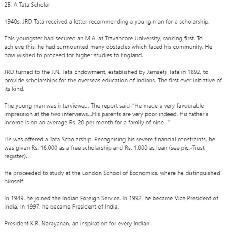 How JRD Tata helped former President KR Narayanan achieve his dream ...