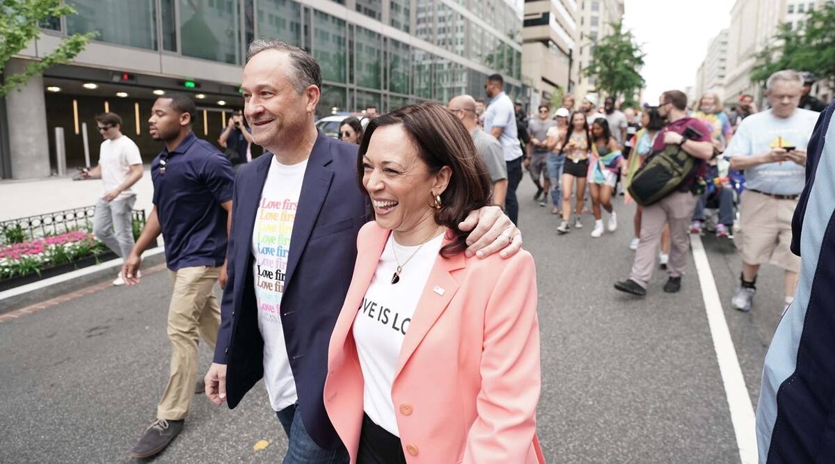 ‘Love is love’: Kamala Harris’ t-shirt wins as she takes part in LGBTQ+ ...