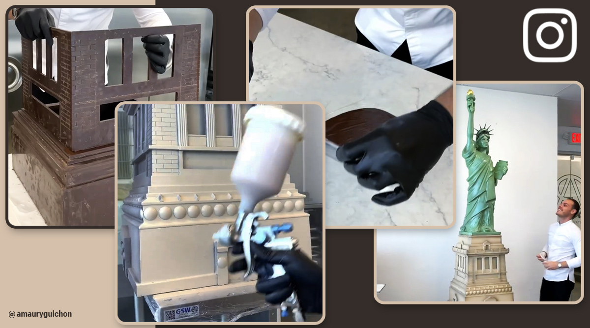 Pastry chef sculpts chocolate Statue of Liberty, video leaves netizens ...
