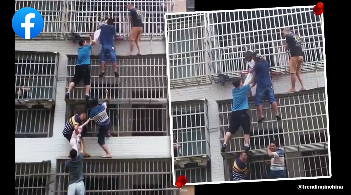 Men form human chain to rescue children trapped inside burning building ...