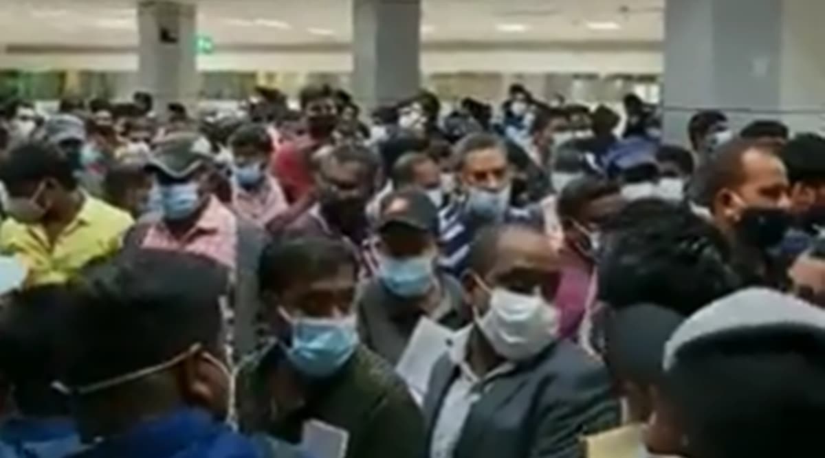 Social distancing norms go for a toss at Chennai airport as flyers ...