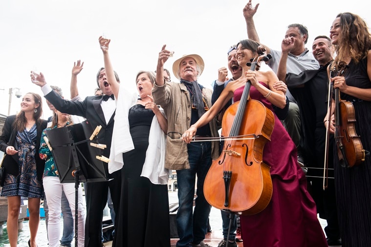 A giant violin floats down Venice’s grand canal | Art-and-culture News ...
