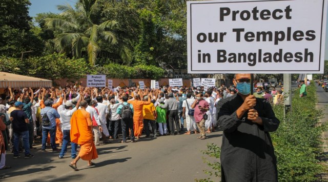 ISKCON devotees in Pune protest against attacks on Hindus in Bangladesh ...