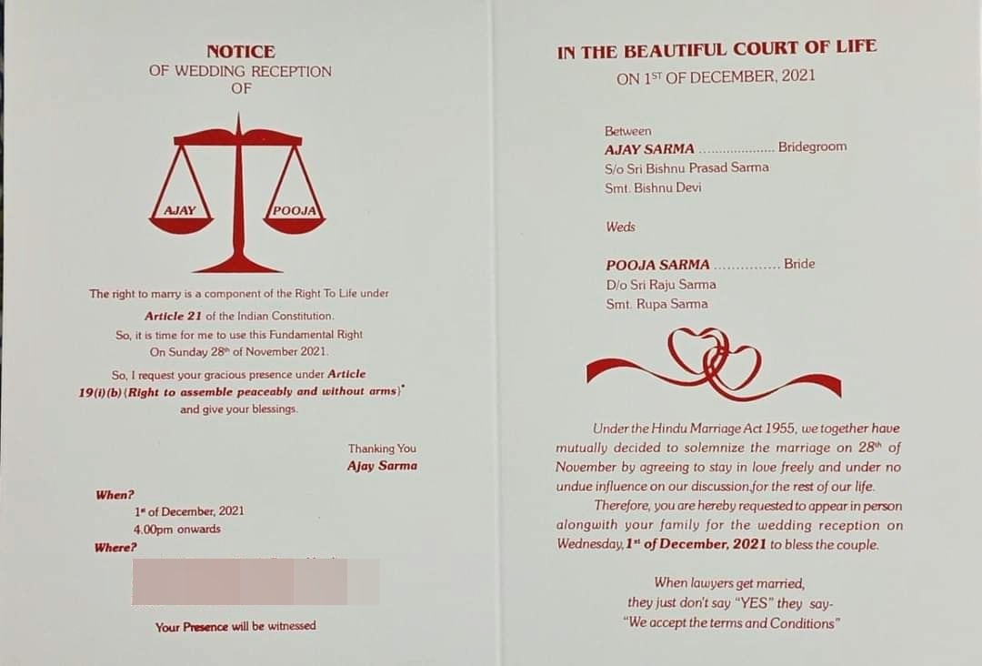‘In the beautiful court of life’: Assam advocate’s unique wedding card ...