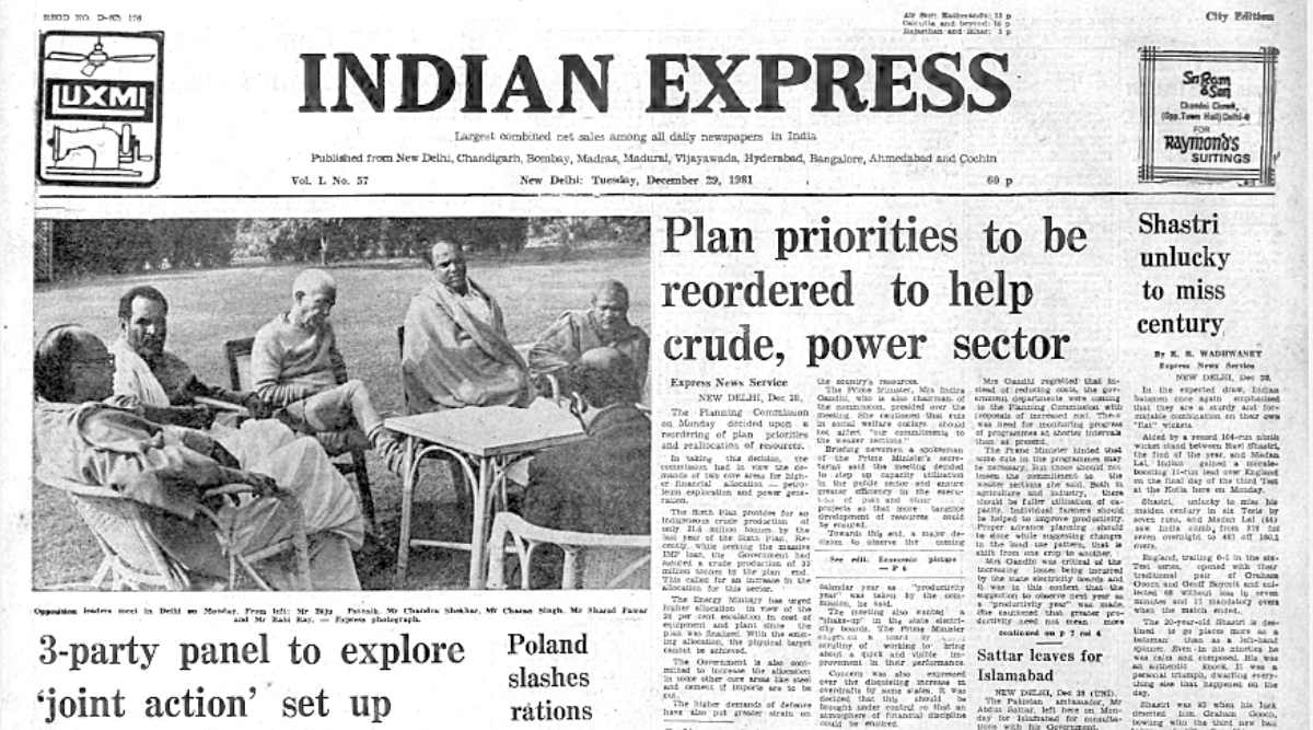 December 29, 1981, Forty Years Ago: Plan priorities | The Indian Express