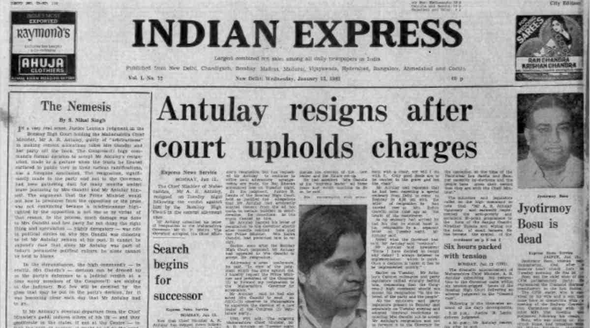 January 13, 1982, Forty Years Ago: Antulay resigns | The Indian Express