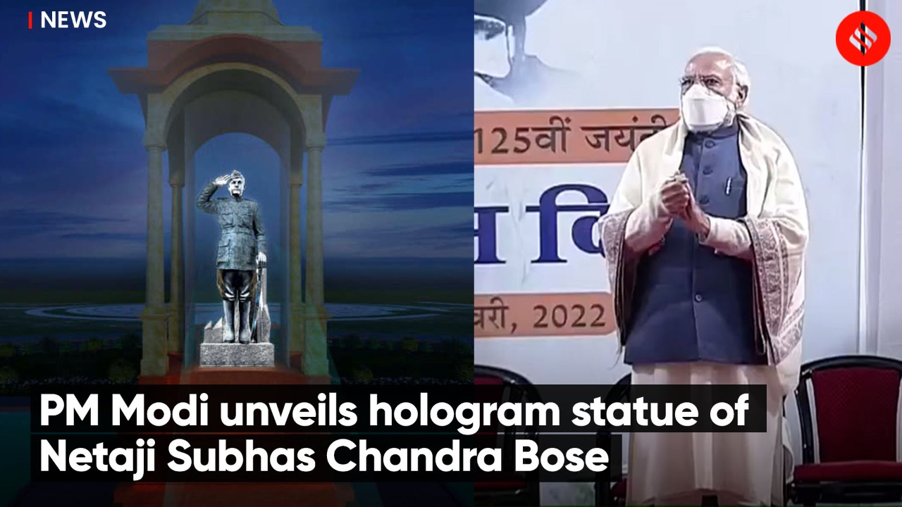 Pm modi unveils hologram statue of netaji subhas chandra bose-The ...