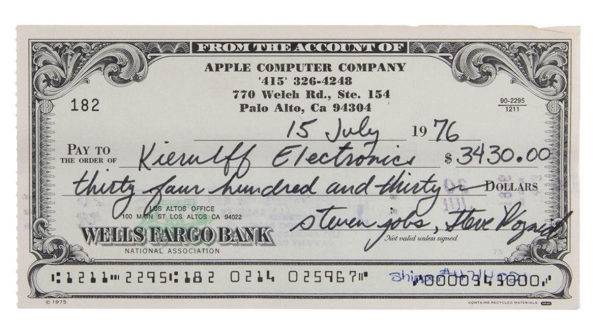Cheque signed by Steve Jobs, and other memorabilia go up on auction ...