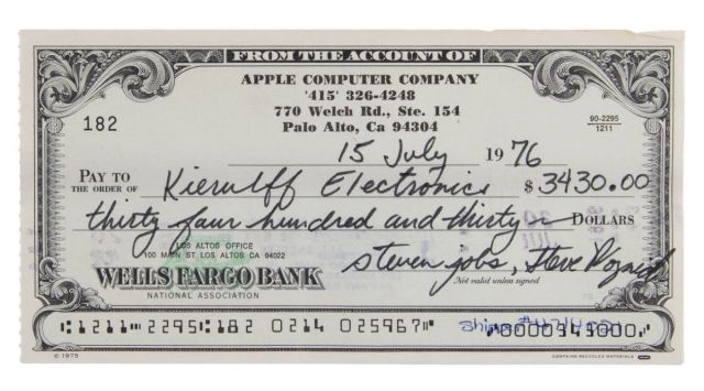 Cheque signed by Steve Jobs, and other memorabilia go up on auction ...