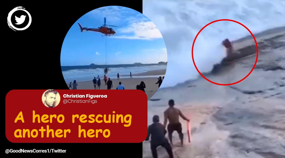 ‘A hero rescuing another hero’: Surfer rescues lifeguard amid crashing ...