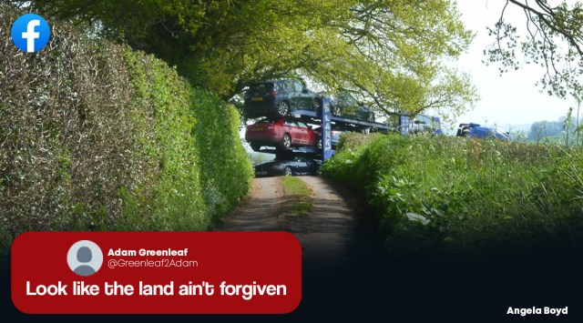 Lorry Carrying Cars Stuck On Narrow Lane In Uk See Photos Trending News The Indian Express