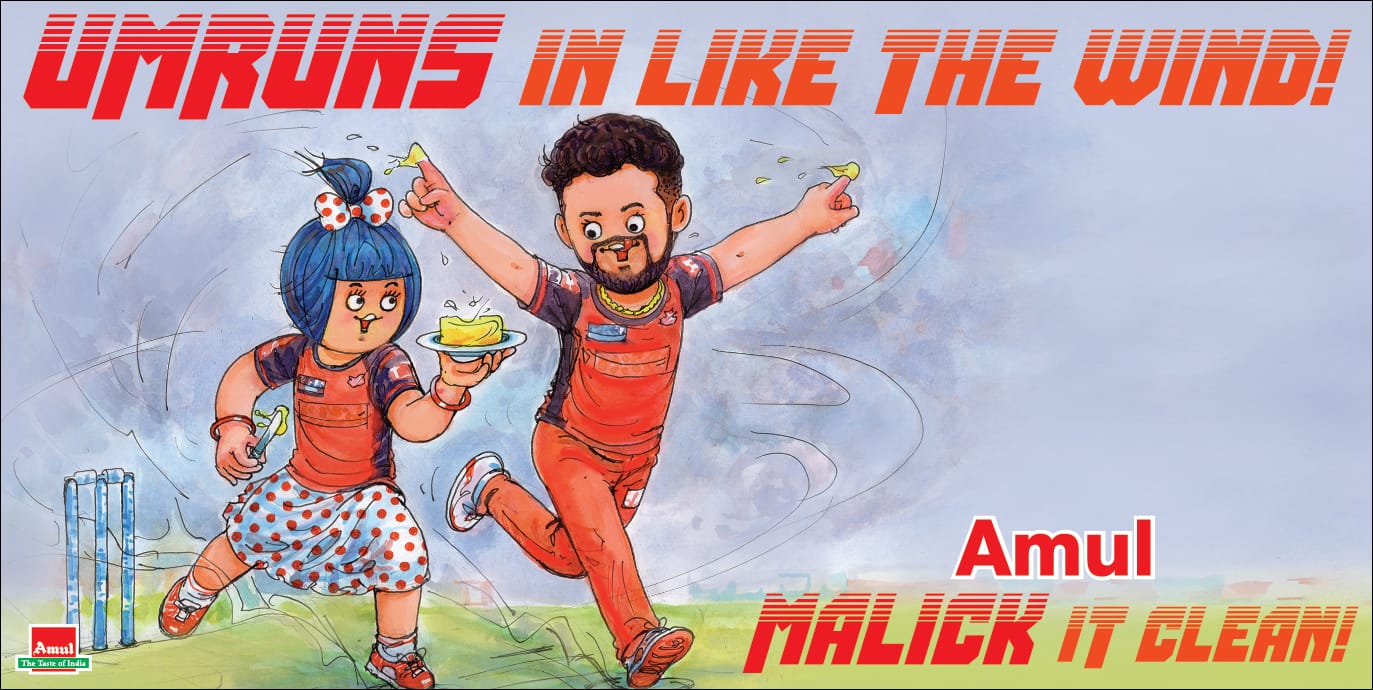 ‘Umruns in like the wind’: Amul celebrates Umran Malik as he bowls ...