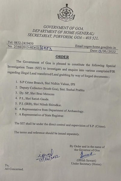 Goa govt sets up SIT to probe land grab cases | Goa News - The Indian ...