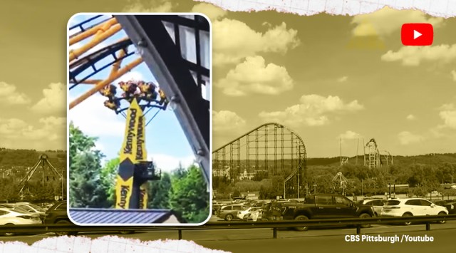 Riders get stuck upside-down in the middle of amusement park ride ...