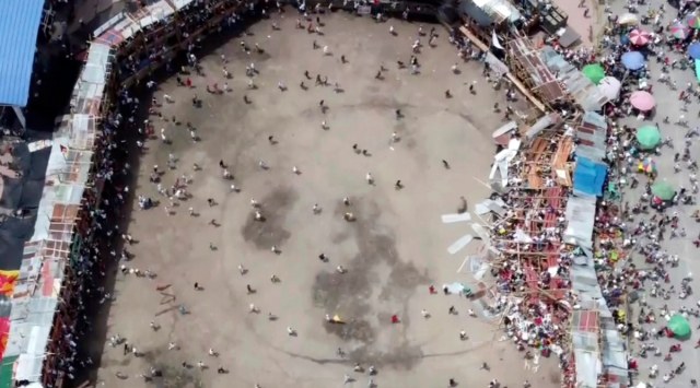 Watch: The moment bullfight stand collapses in Colombia, hundreds ...