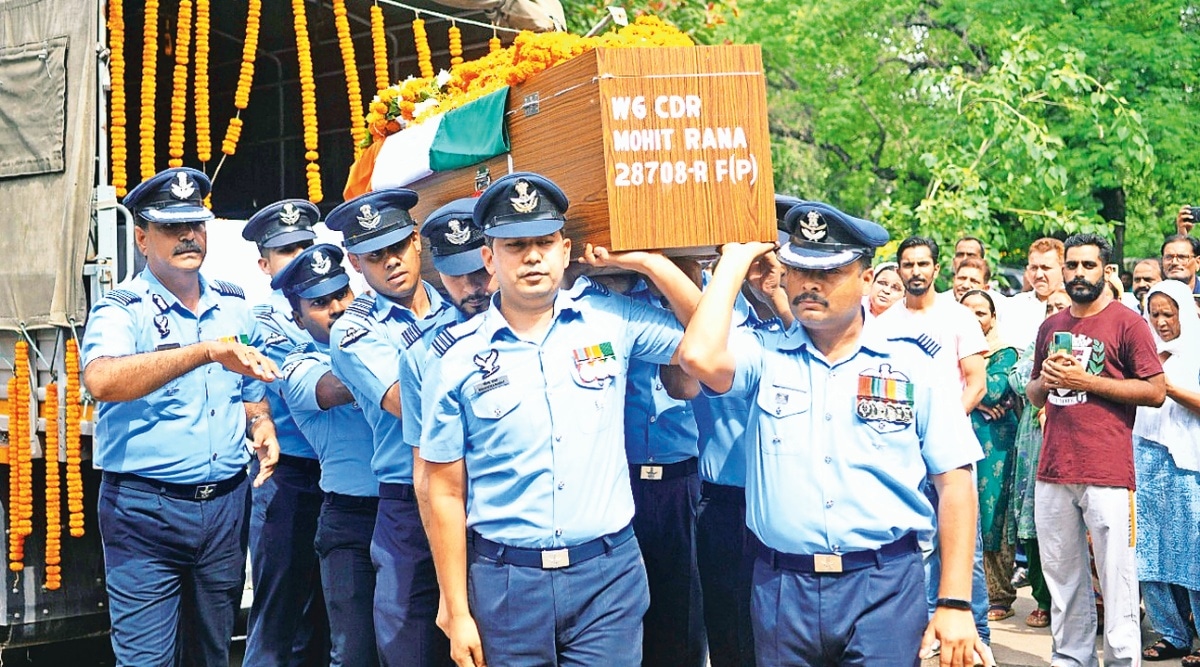Thousands bid adieu to Air Force Wing Commander Mohit Rana | Chandigarh News - The Indian Express