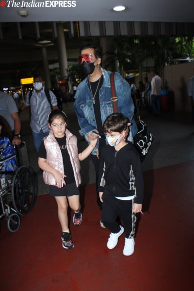 Karan Johar, kids Yash and Roohi spotted at Mumbai airport as they ...