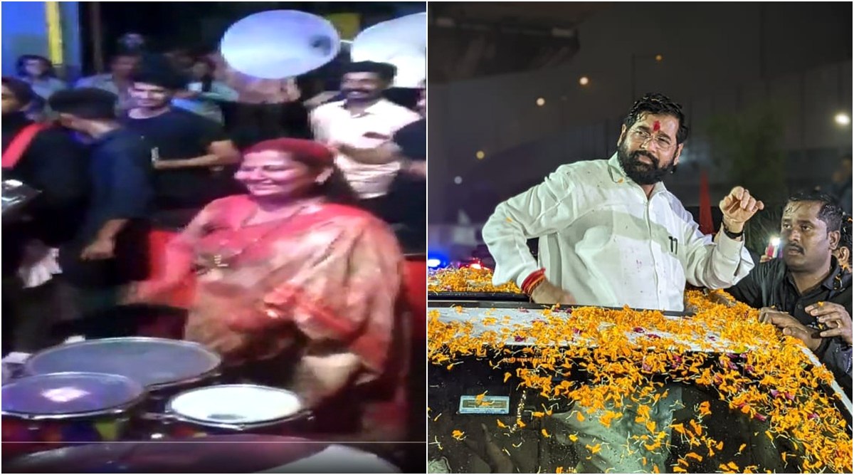 Watch | Maharashtra CM Eknath Shinde’s wife plays drums to welcome him ...