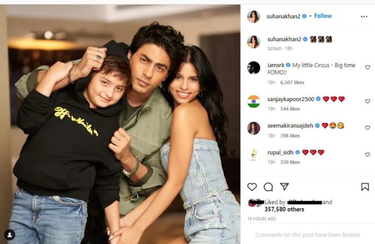 Shah Rukh Khan suffers from ‘big time FOMO’ as kids Aaryan, Suhana and Abram do a photo shoot in ...