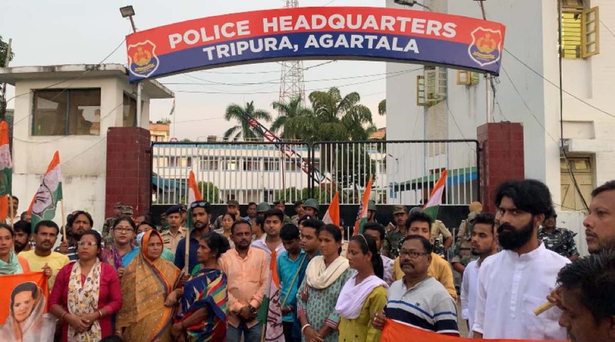 Tripura police headquarters gheraoed after bulldozer attack on Congress ...