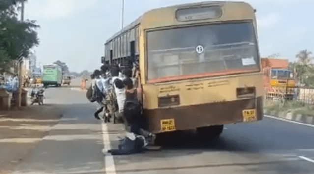 Tamil Nadu school boy falls off from moving public bus, video goes ...