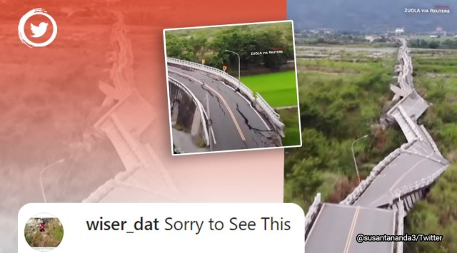 Taiwan earthquake: Shocking video shows 600-metre bridge collapsed ...