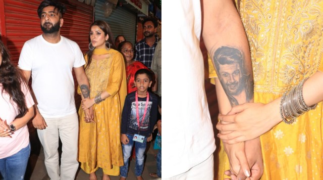 Shehnaaz Gill visits Lalbaugcha Raja, Sidharth Shukla’s face tattoo on ...