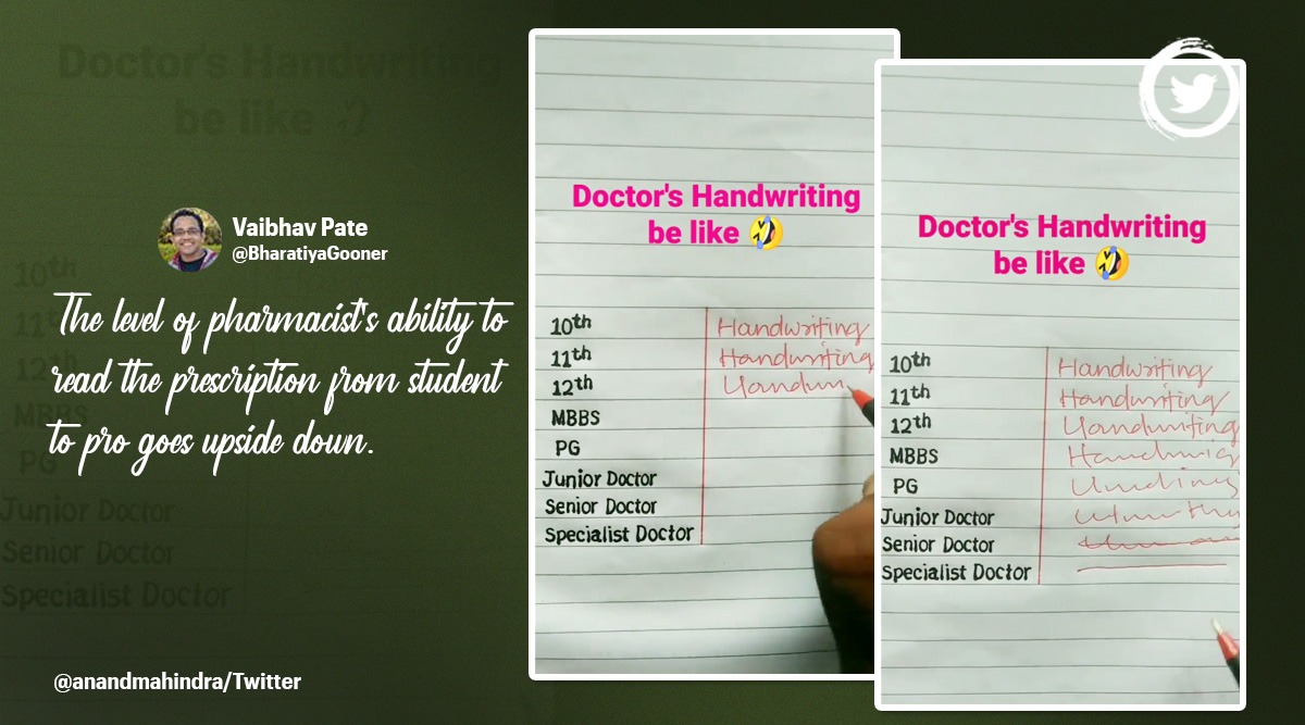 ‘Doctor’s handwriting be like’: Anand Mahindra’s tweet goes viral ...