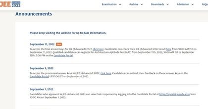 JEE Advanced Result 2022 Released: Website to download score card, final answer key | Education ...