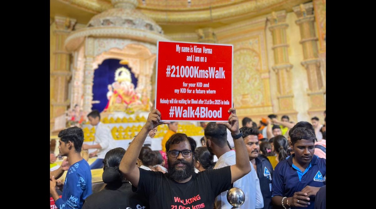 Man on 21,000-km walk for blood donation awareness reaches Pune | Pune ...