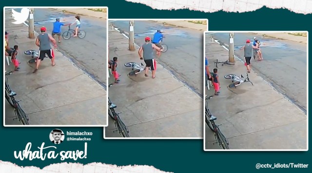 ‘What a save’: Man’s quick reflexes saves girl riding a bicycle from ...