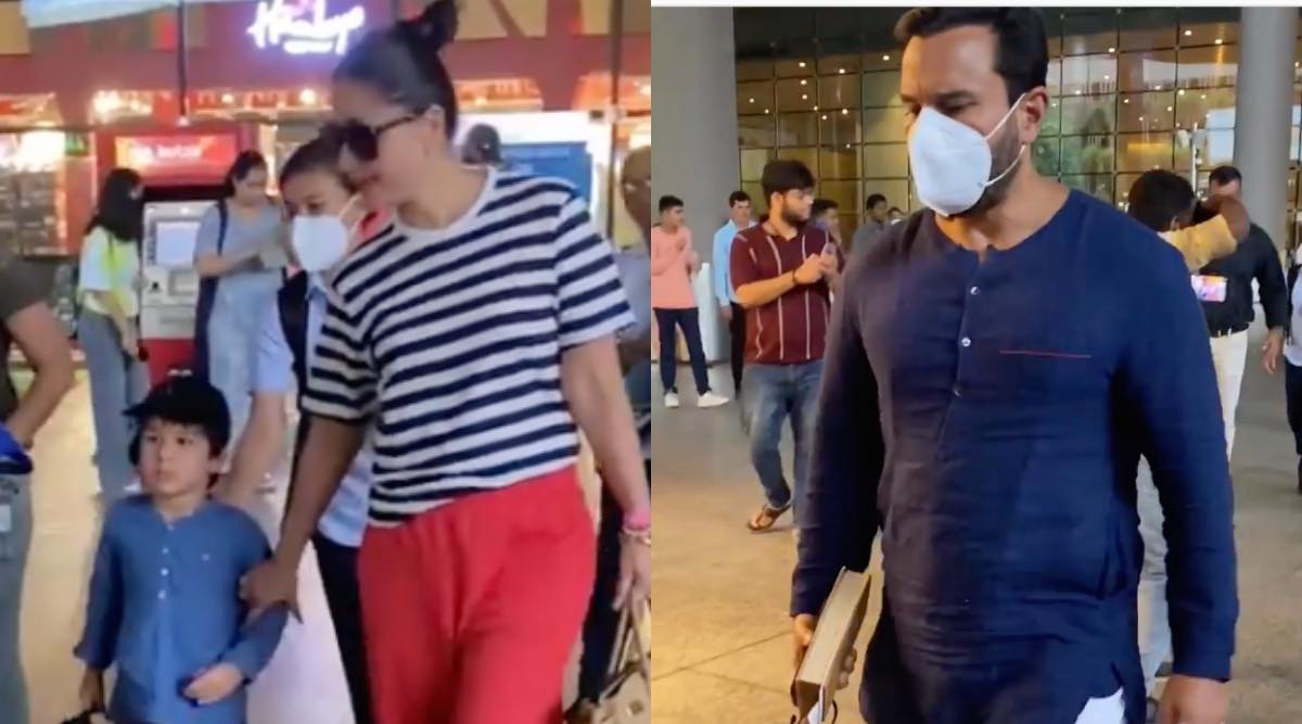 Saif Ali Khan, Kareena Kapoor return to Mumbai after Pataudi vacation with Taimur and Jeh, watch ...