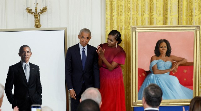 Barack and Michelle Obama return to White House for unveiling of ...