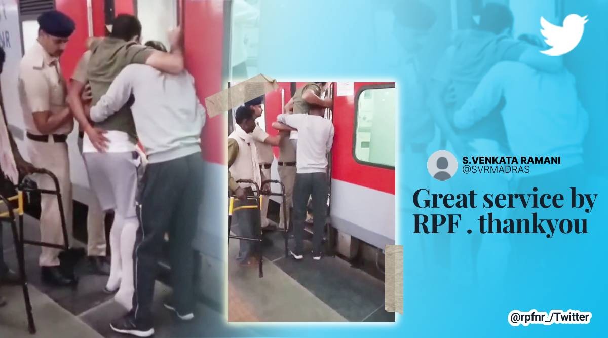 RPF personnel help ‘physically unsound’ passenger board train. Watch ...