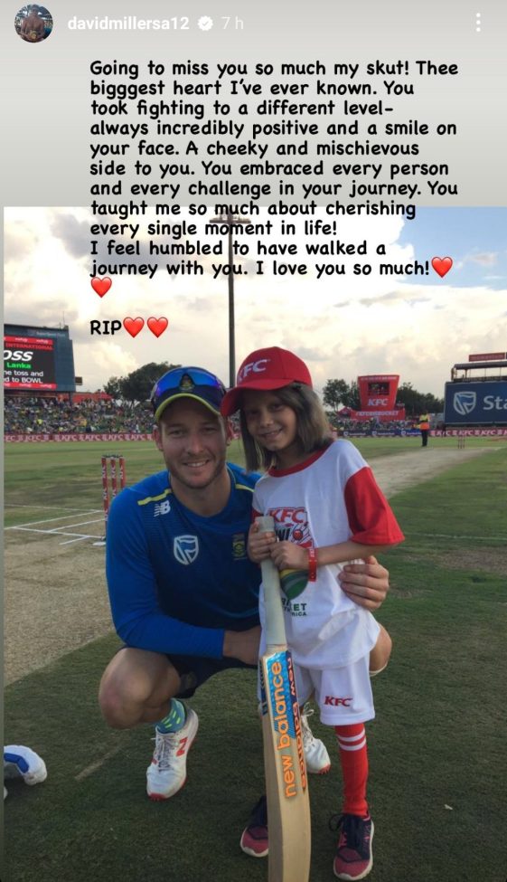 ‘RIP you little rockstar’: David Miller’s die hard fan passes away due ...